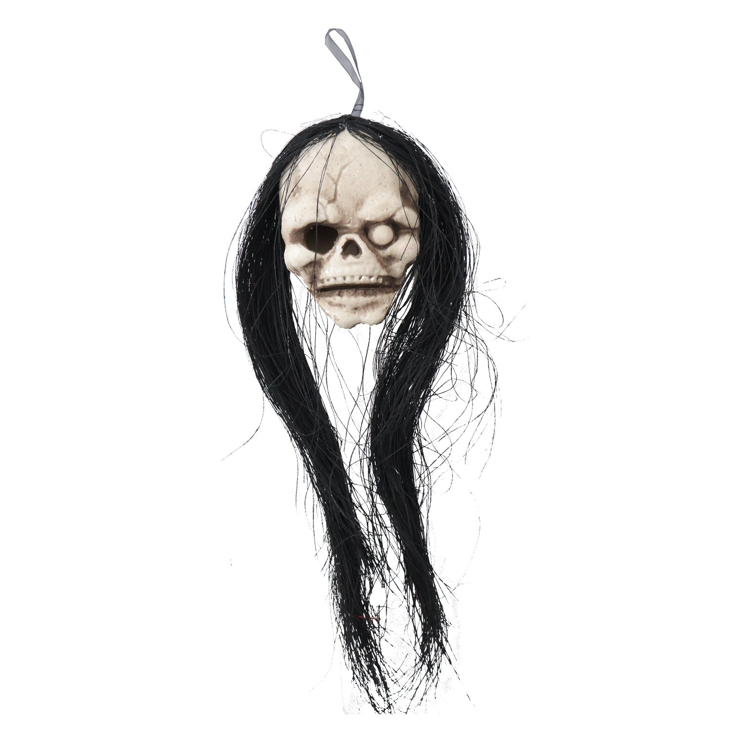 Scary Skull Head with String Hair Prop – Caufield's Novelty