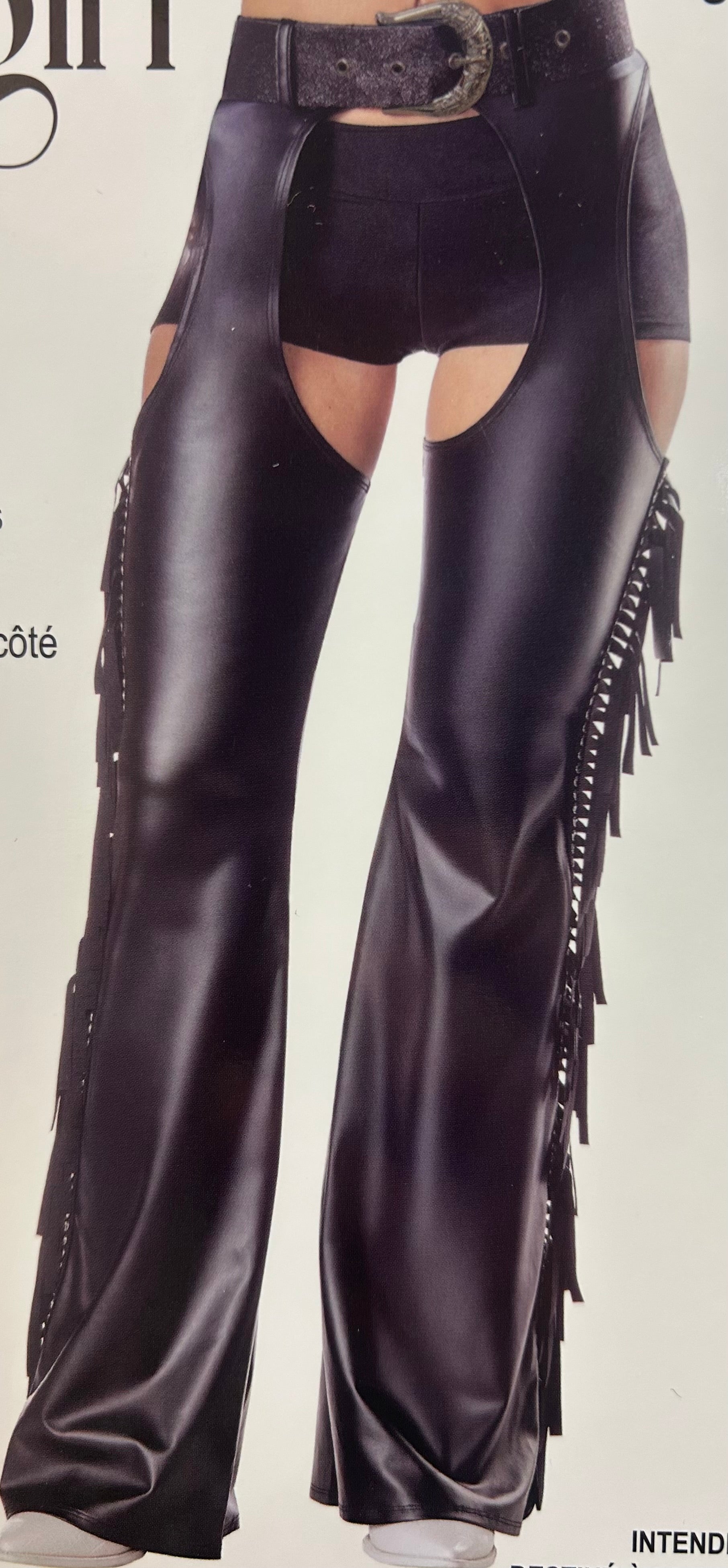 Leather Look Black Chaps with Fringe for Women – Caufield's Novelty
